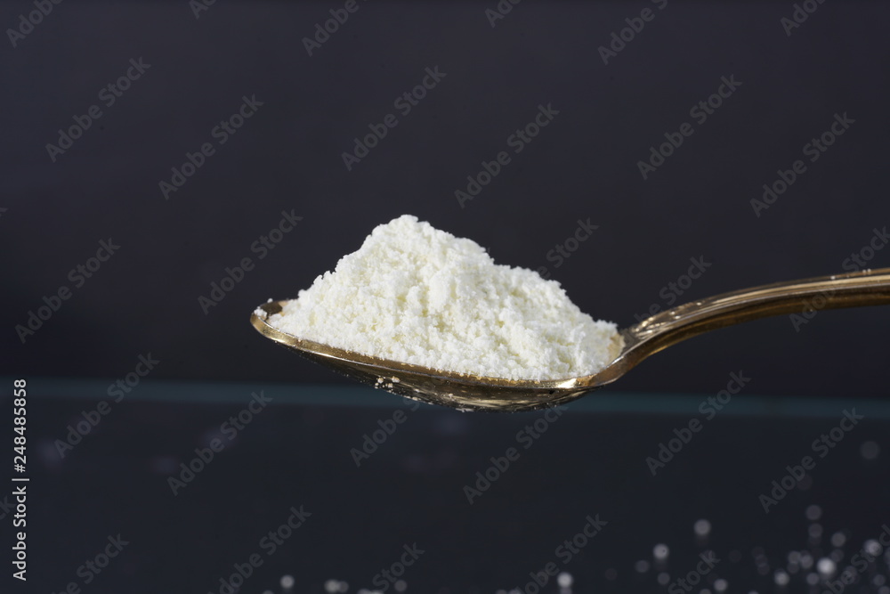 Potassium is a chemical element and was photographed here with a dark ...