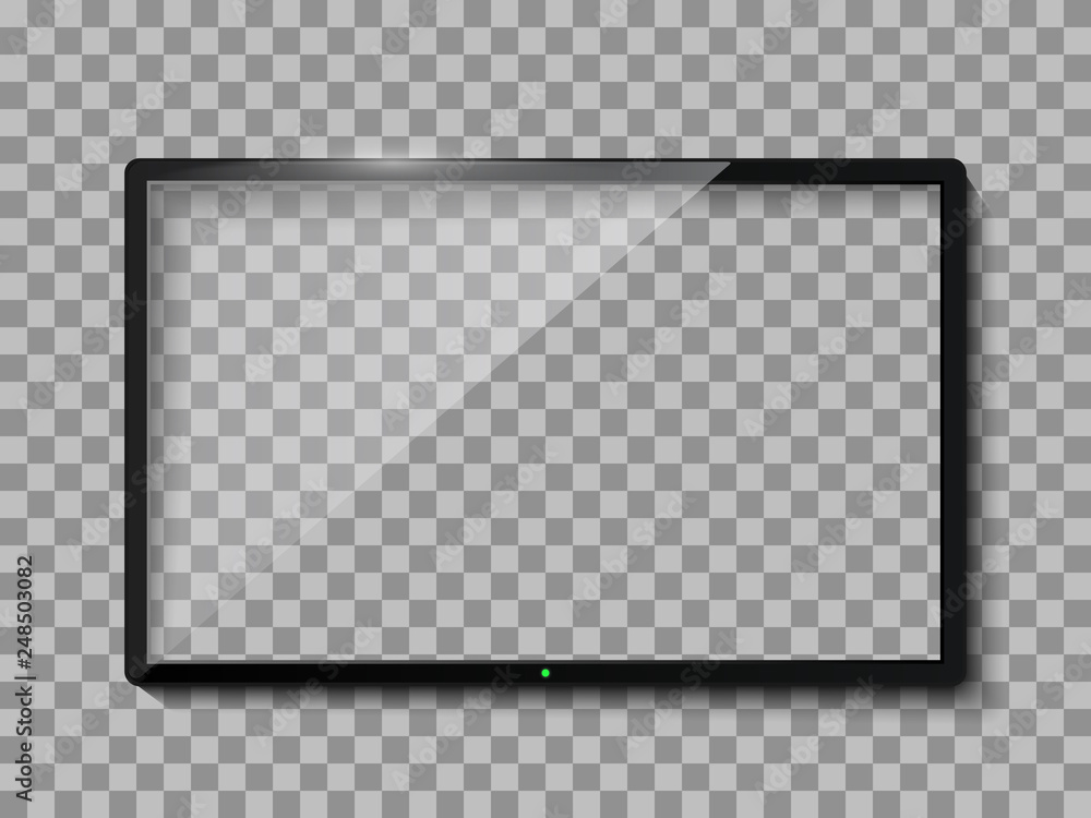 Realistic TV screen. Empty TV frame transparent background. Modern ...
