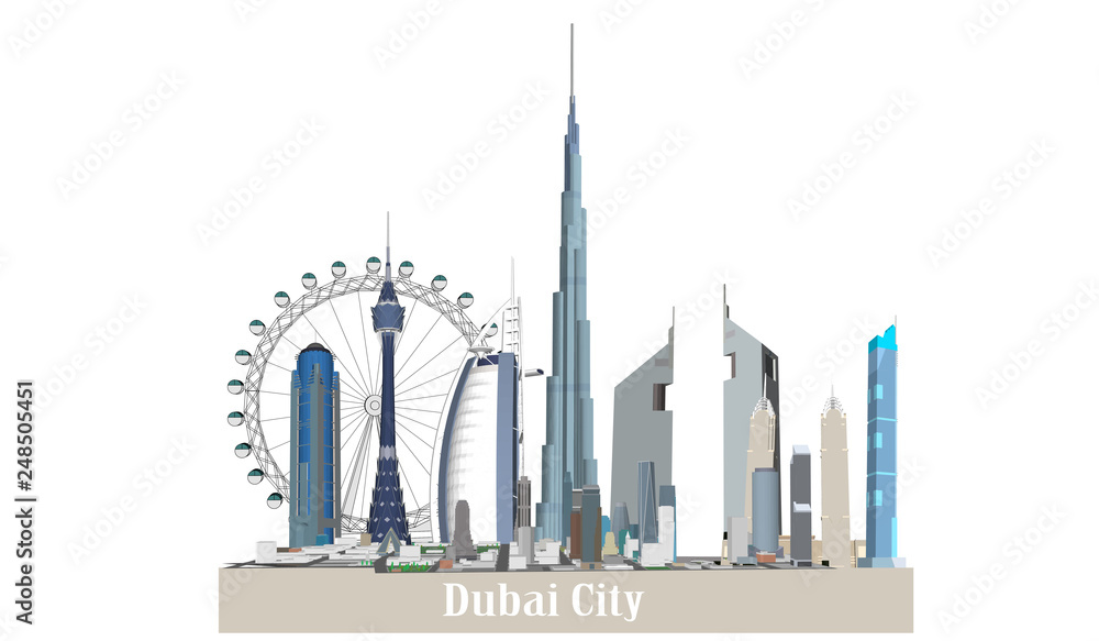 Vector building dubai city white background Stock Vector | Adobe Stock