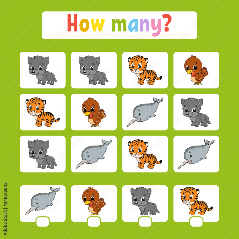Counting game for children of preschool age. Learning mathematics. How ...