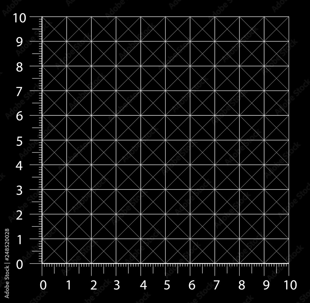 Measured grid. Graph plotting grid. Corner ruler with sets of ...