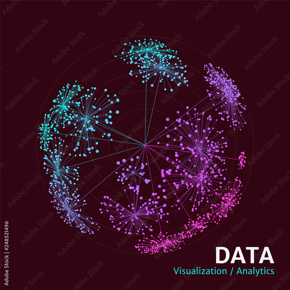 Data clustering visualization. Big data complexity concept. Analytics ...