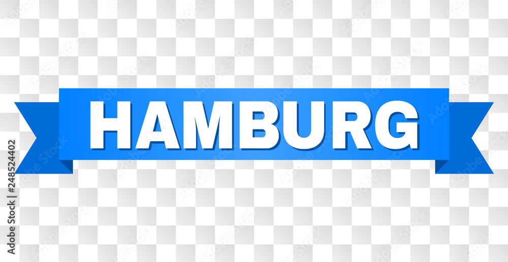 HAMBURG text on a ribbon. Designed with white title and blue tape ...