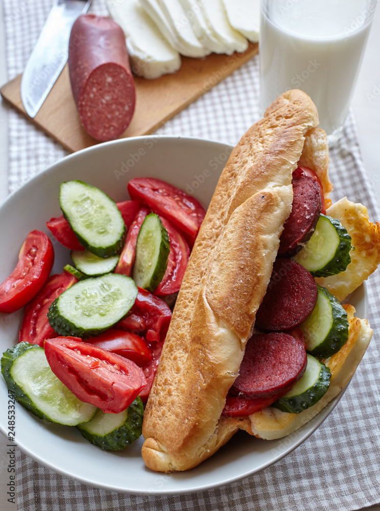Doner with sucuk and vegetables Stock Photo | Adobe Stock