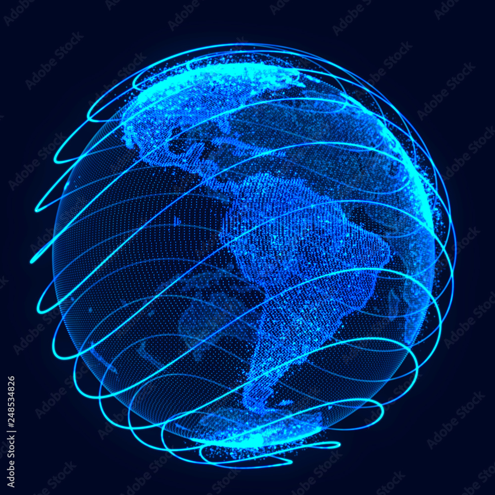 Global network concept. World map point. Global network planet Earth ...