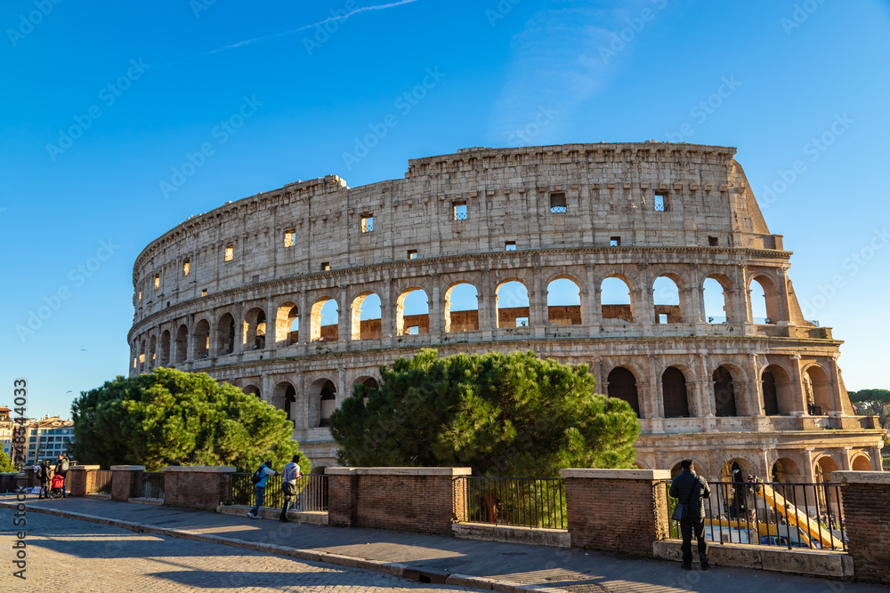 Exterior of the Colosseum, also known as the Flavian Amphitheatre in ...