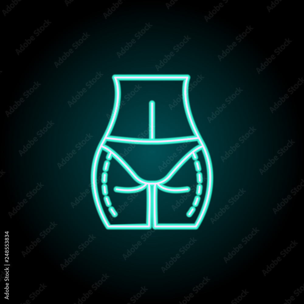 buttocks icon. Elements of plastic syrgery in neon style icons. Simple ...