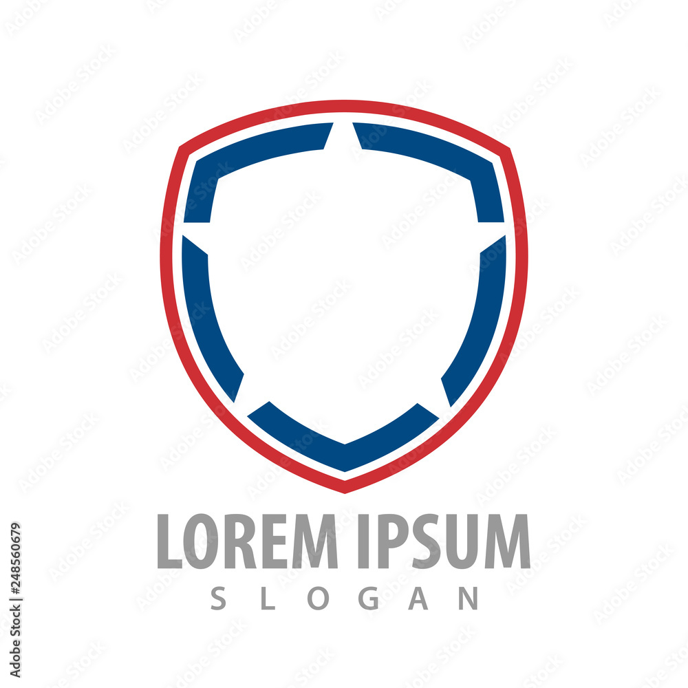 Shield line red blue logo concept design. Symbol graphic template ...