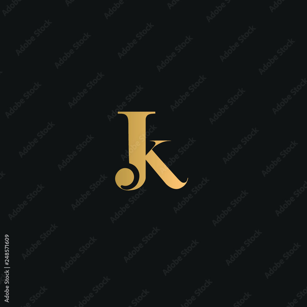 JK Logo Vector. Golden JK logo on black background Stock Vector | Adobe ...