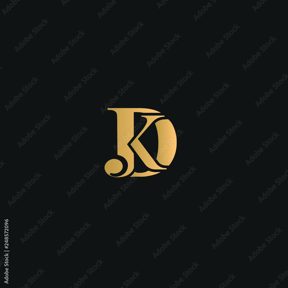 J K D Logo Vector. Golden text color on black background. Stock Vector ...