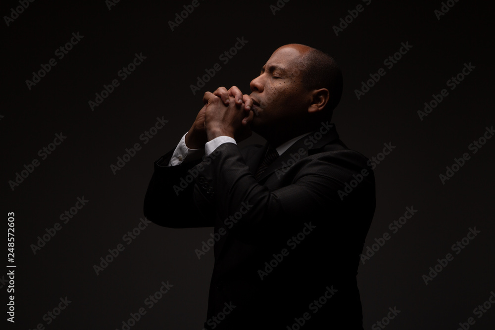 African American Christian Man Praying and Seeking Guidance from God ...