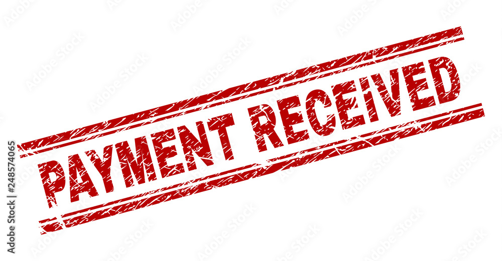 PAYMENT RECEIVED seal print with grunge texture. Red vector rubber ...