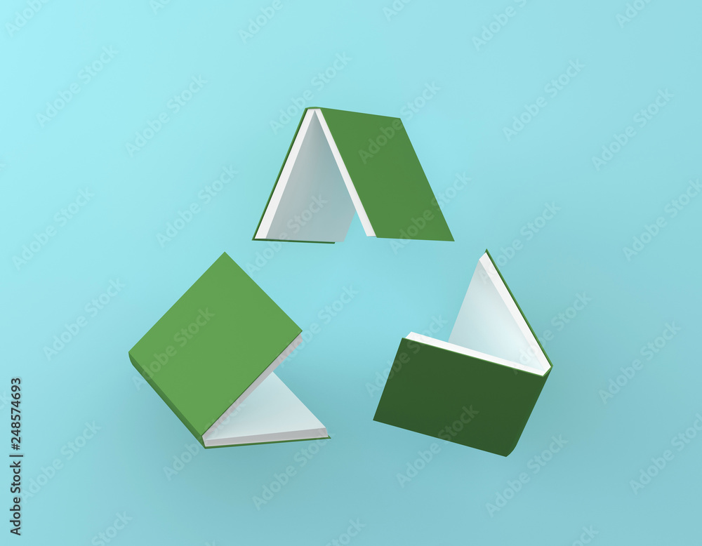 Recycle logo, Creative idea layout of green book cycle recycled icon on ...