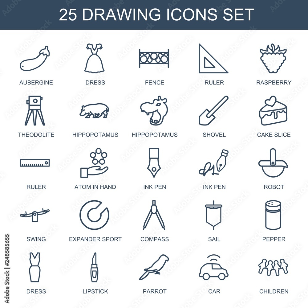 25 drawing icons Stock Vector | Adobe Stock