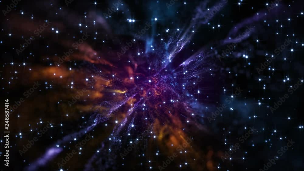 4K Abstract motion background animation shining particles stars sparks ...