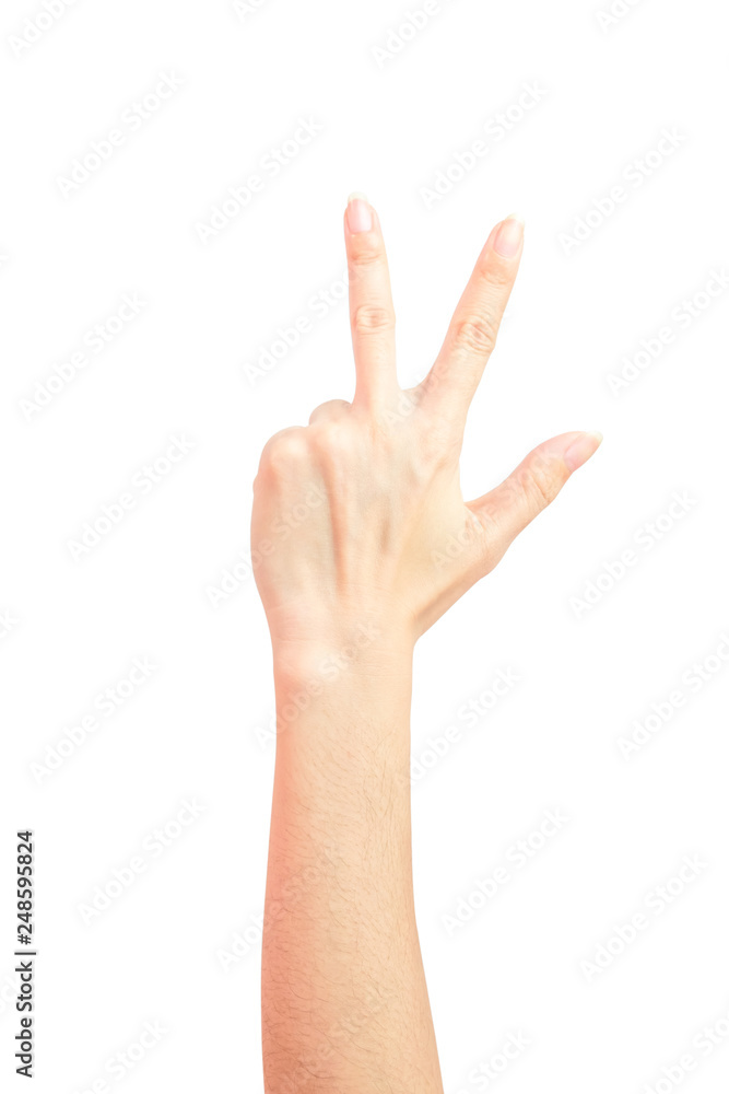 women hand gesture three-finger salute Symbols with congratulation ...