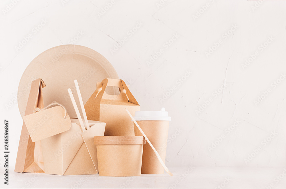 Fast food template for branding identity - blank disposable brown paper ...