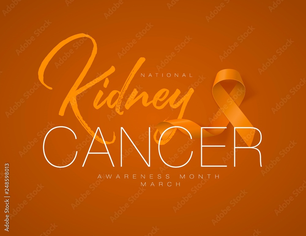 National Kidney Cancer Awareness Month. Orange Color Ribbon Isolated On ...