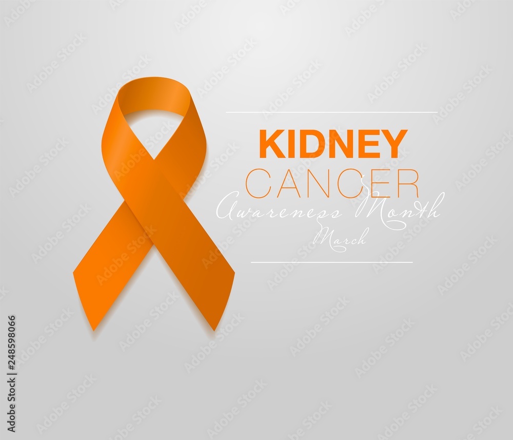 National Kidney Cancer Awareness Month. Orange Color Ribbon Isolated On ...