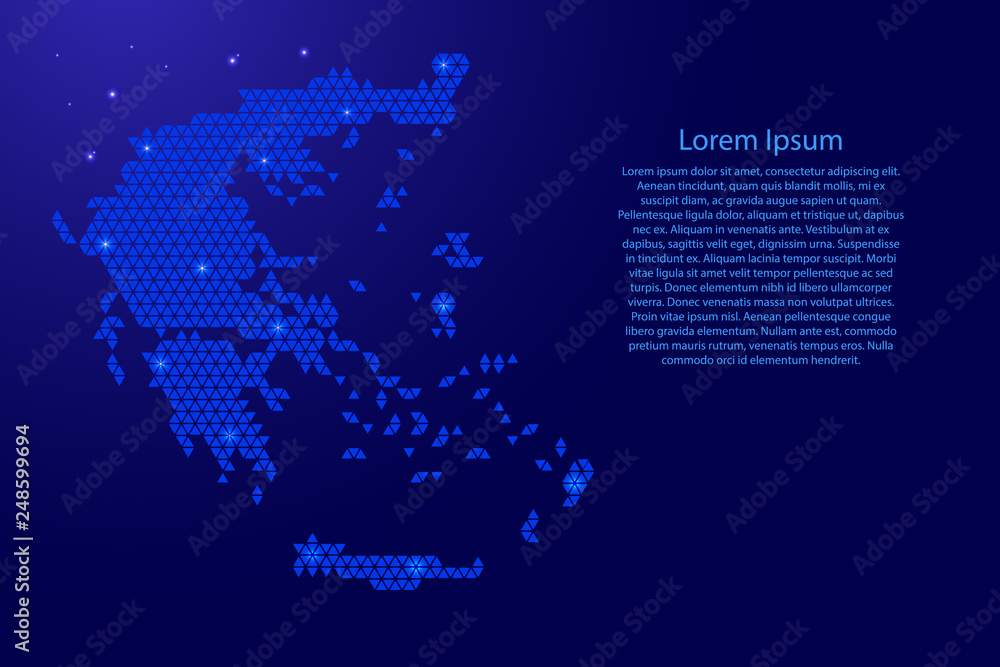 Greece map map abstract schematic from blue triangles repeating pattern ...