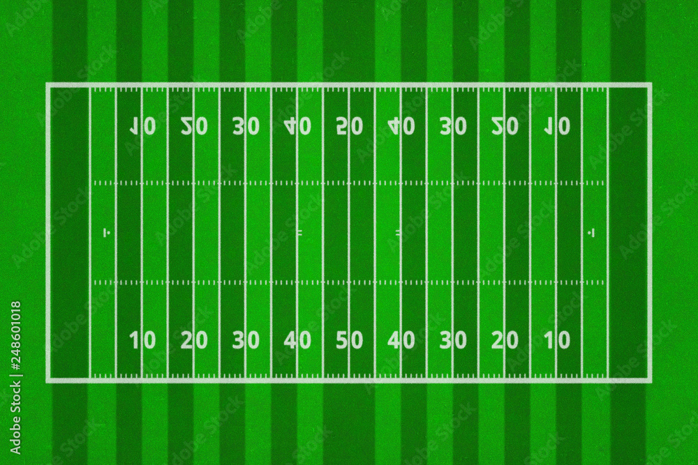 Top views of american football field. Green grass pattern for sport ...