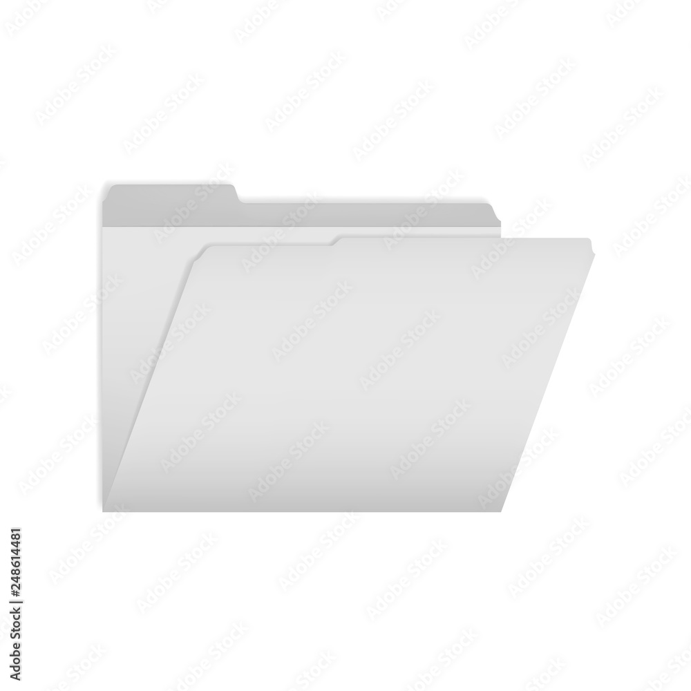Open empty tabbed file folder isolated on white, realistic vector ...