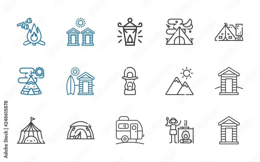 camp icons set Stock Vector | Adobe Stock