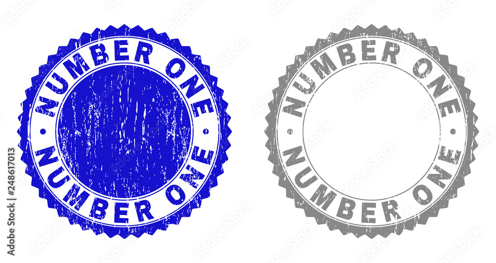 Grunge NUMBER ONE stamp seals isolated on a white background. Rosette ...
