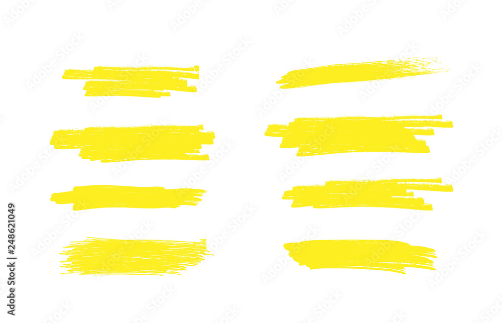 Vector illustration of stain strokes, hand drawn yellow highlight japan ...