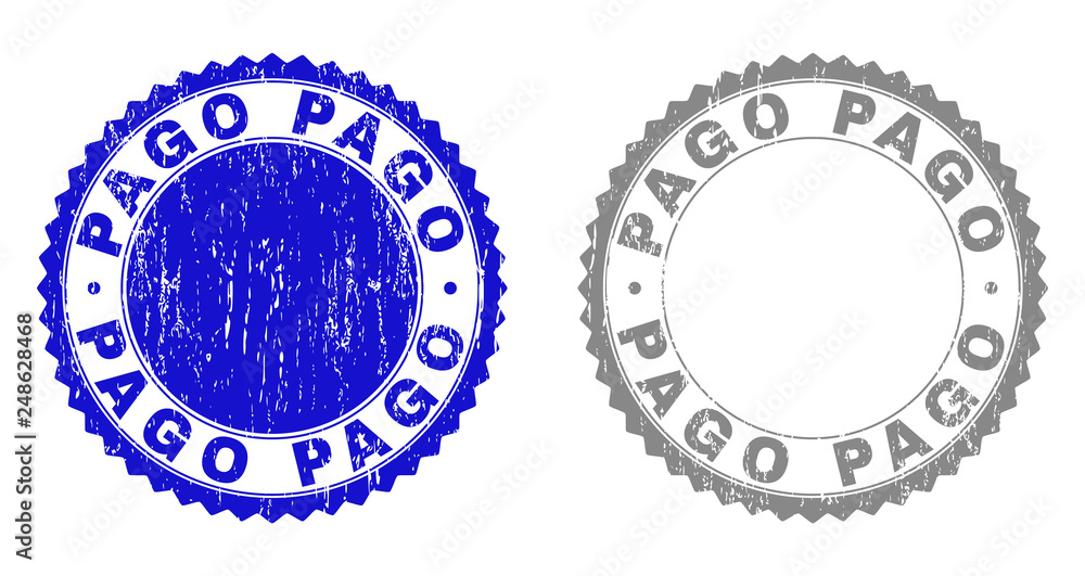 Grunge PAGO stamp seals isolated on a white background. Rosette seals ...