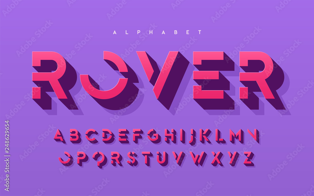 Stylized 3d uppercase letters, alphabet, typeface, font, typography ...