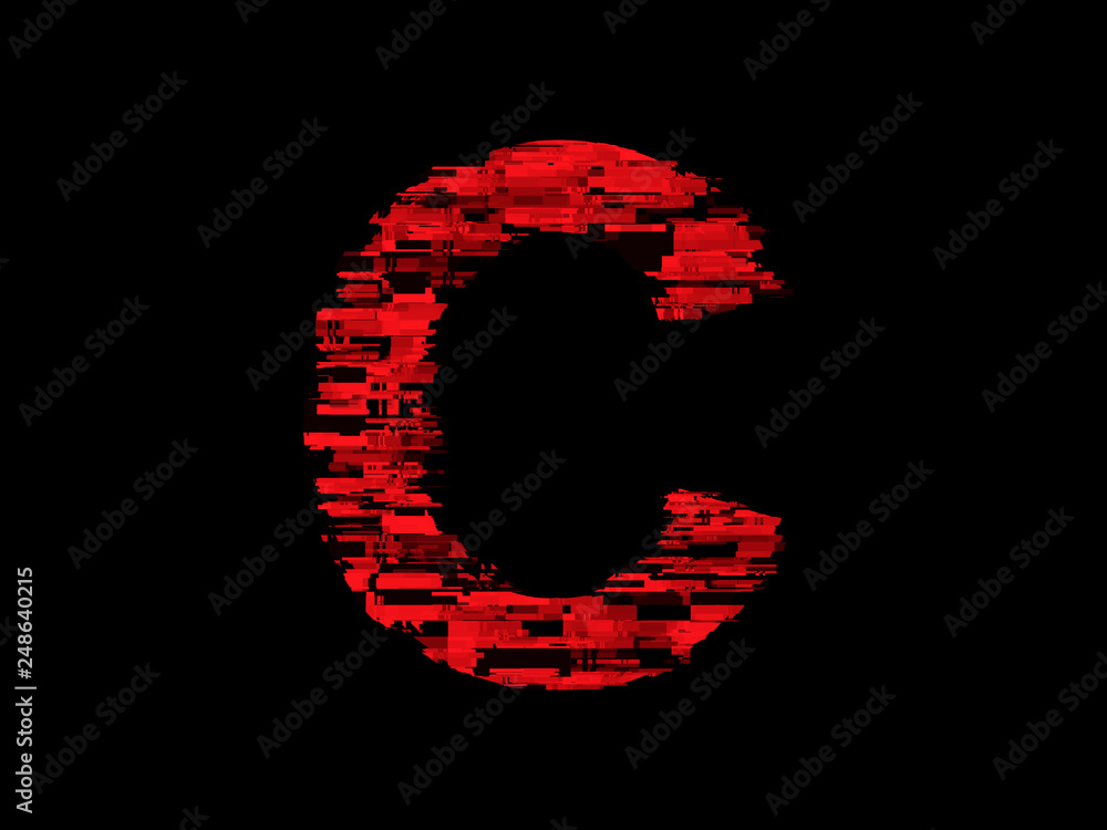 Letter C distorted glitch foturistic digital look - alphabet letters ...