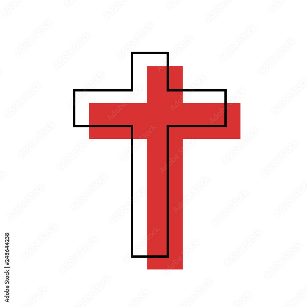 Red Christian Cross Symbol, Icon of the Christian faith on White ...