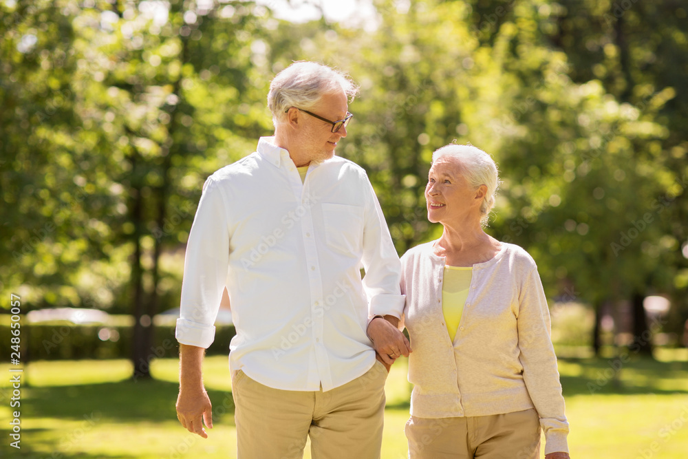 Happy Elderly People Walking