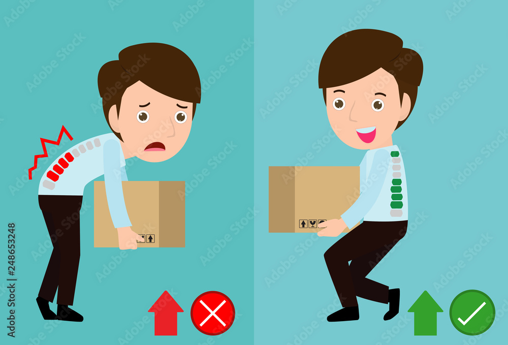 Correct lifting posture And incorrect Man lift wrong and right position ...