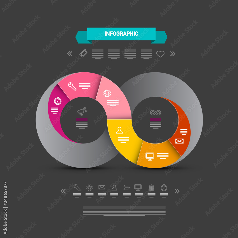 Infinity Symbol Infographics. Vector Business Endless Concept with Data ...