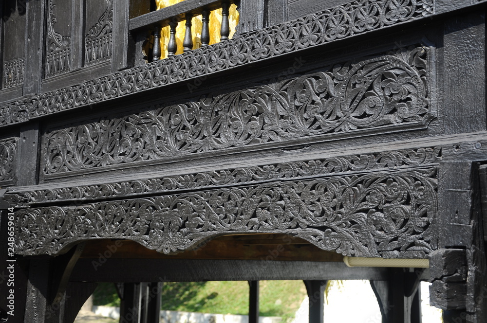 Traditional Malay handmade woodcraft at traditional Malay Negeri ...