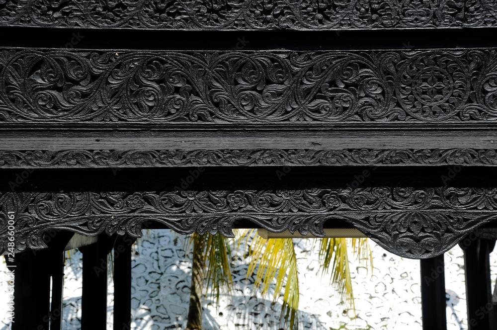 Traditional Malay handmade woodcraft at traditional Malay Negeri ...