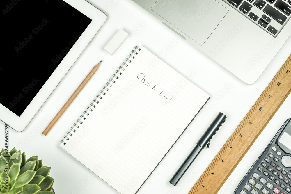 Blank notebook with checklist word busness concept Stock Photo | Adobe ...