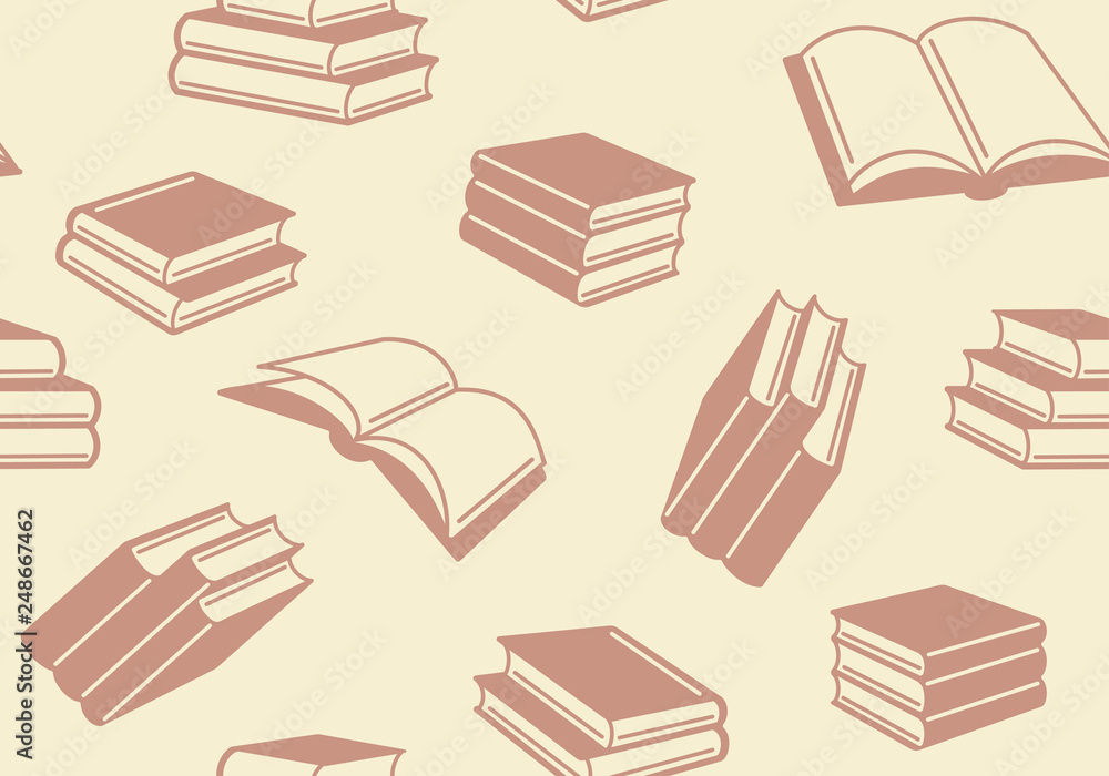 Seamless pattern with open and closed books. Vector background Stock ...