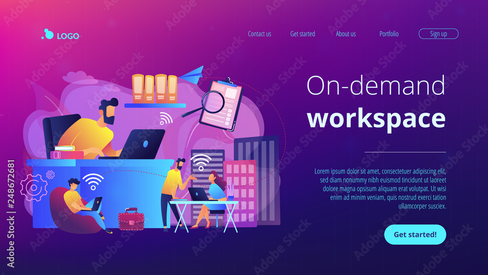 Businessmen use workspace with Wi-Fi reserved on-demand for work ...