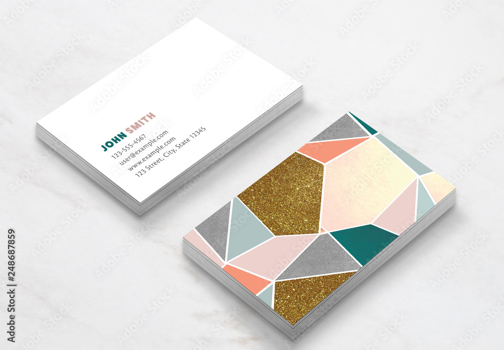 Geometric Business Card Layout Stock Template | Adobe Stock