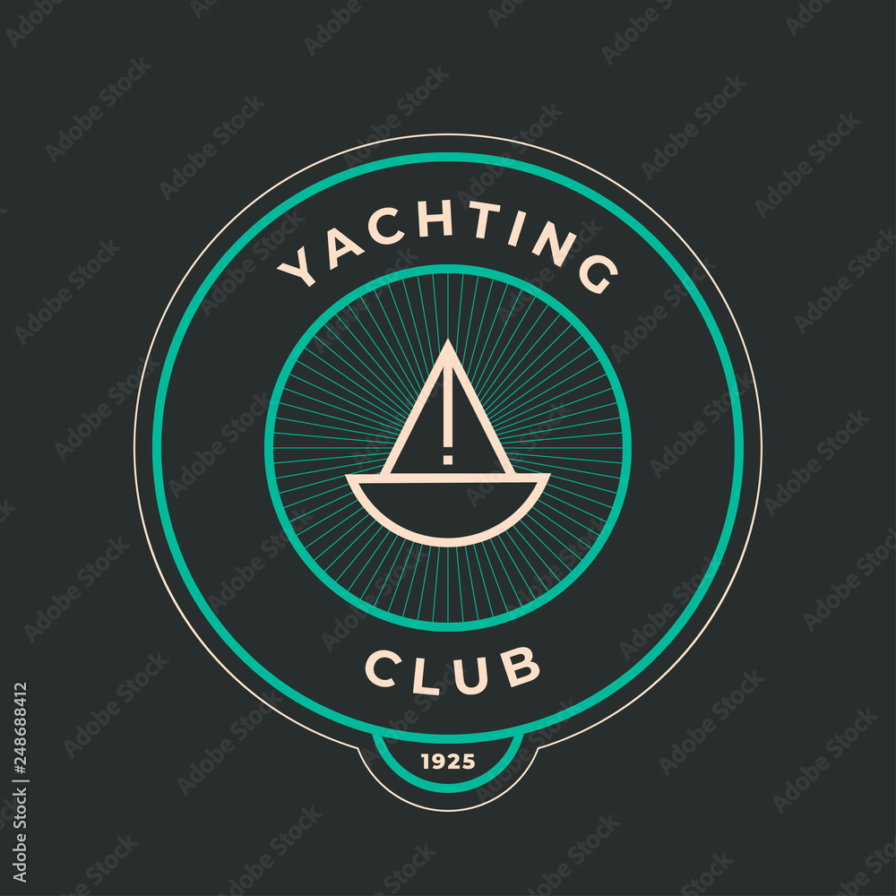 Yachting club logo set. Yachting, yahct club logo set with boad, sail ...