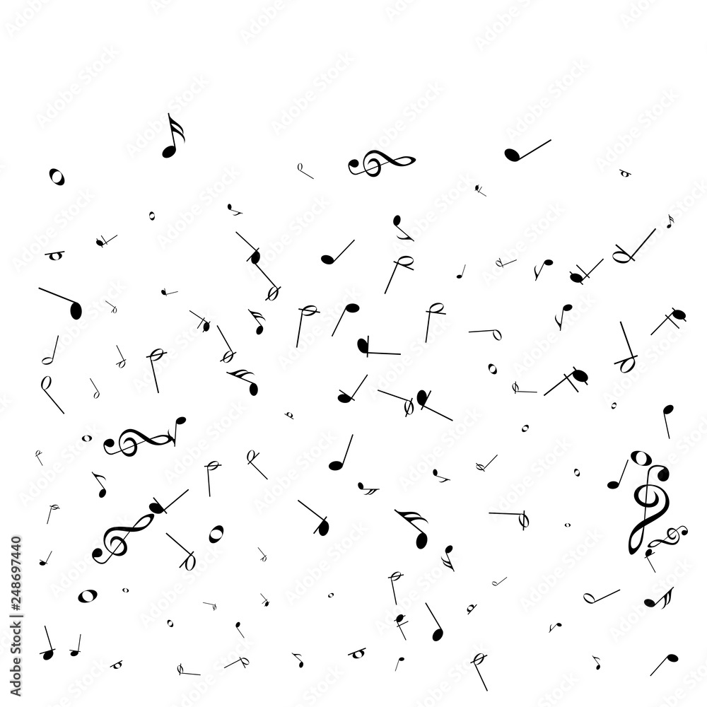 Music notes. Mensural musical notation. Black notes symbols. Music ...