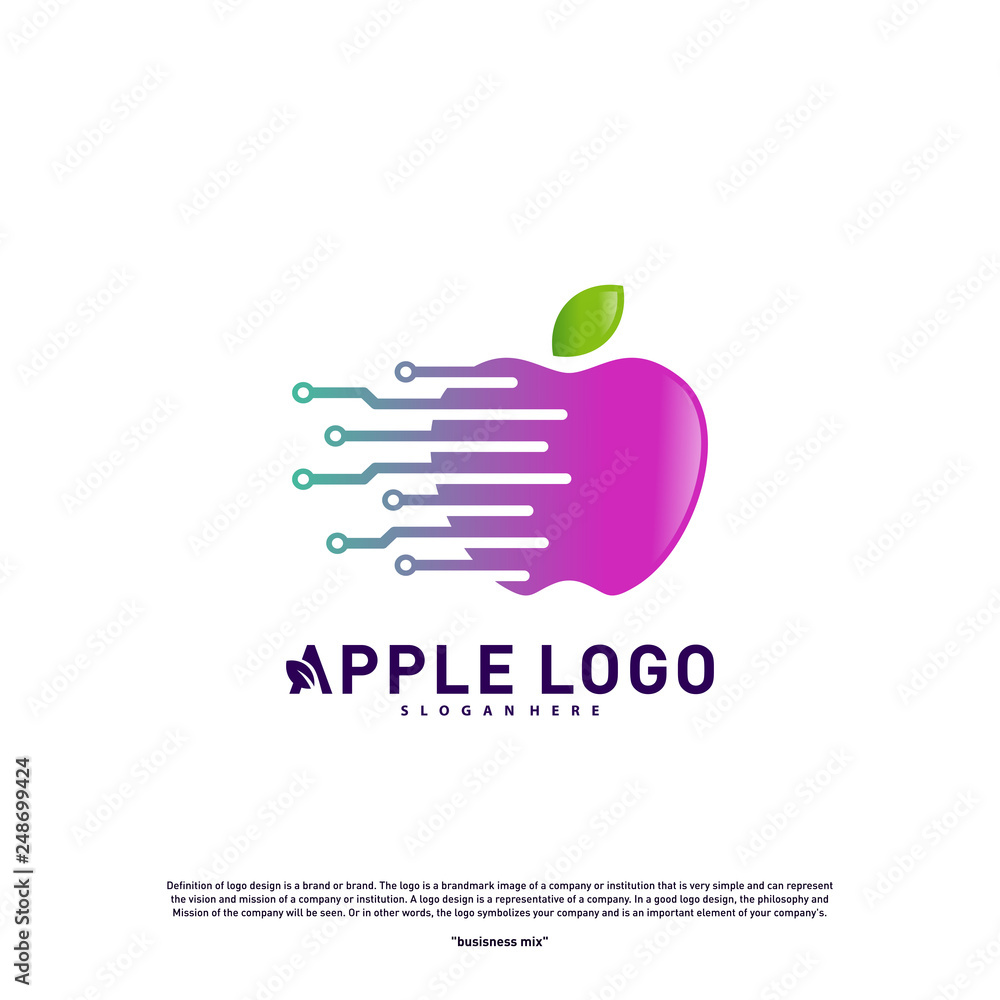 Tech Apple logo design concept. Fast Apple Creative Technology Logo ...