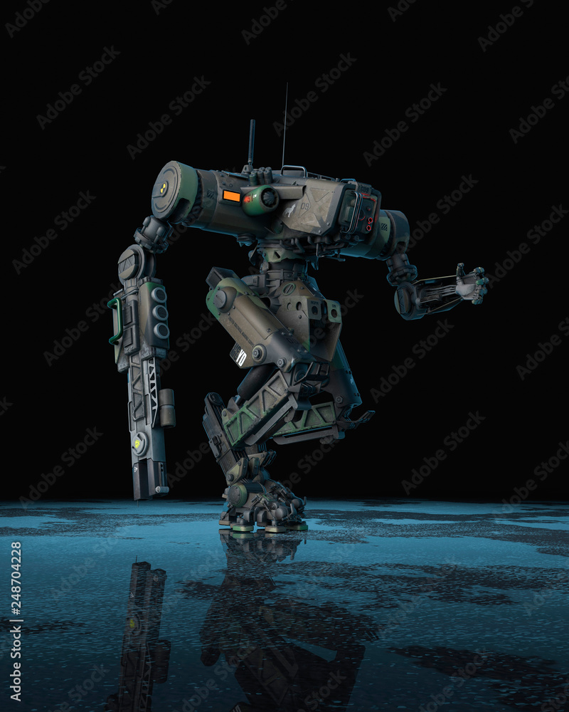 super robot army in a dark and wet background,, will put some fun in ...