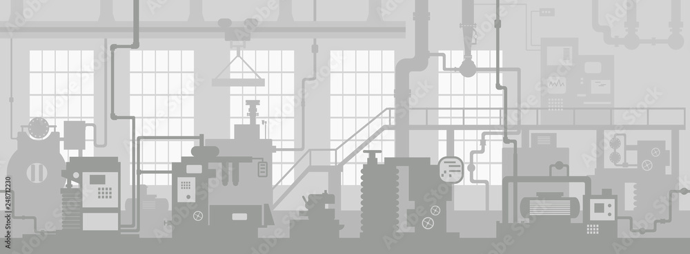 Industrial zone. Factory manufacturing industrial line plant scene ...