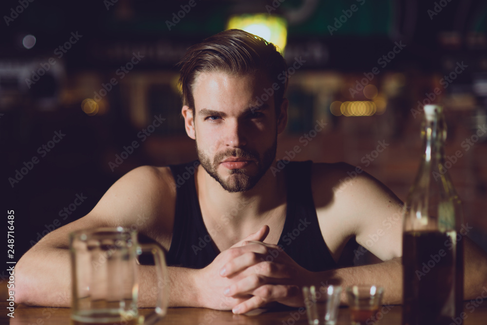 No work after drinking. Alcohol addiction and bad habit. Alcohol addict ...