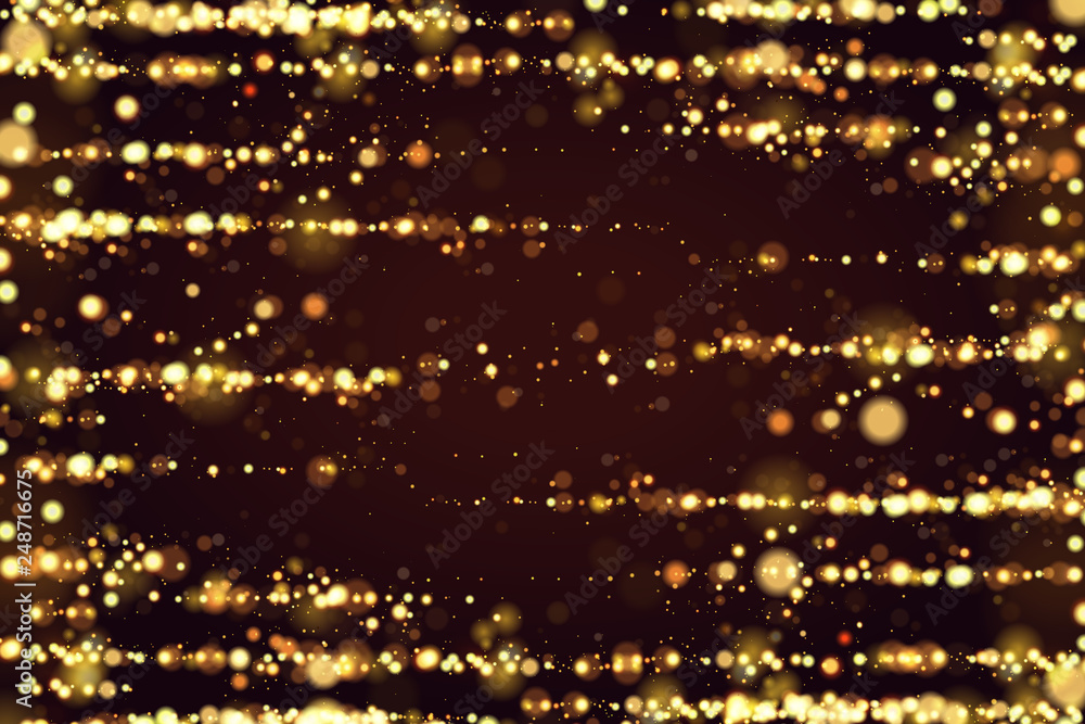 Golden Bokeh Sparkle Glitter Lights Luxury Background Abstract