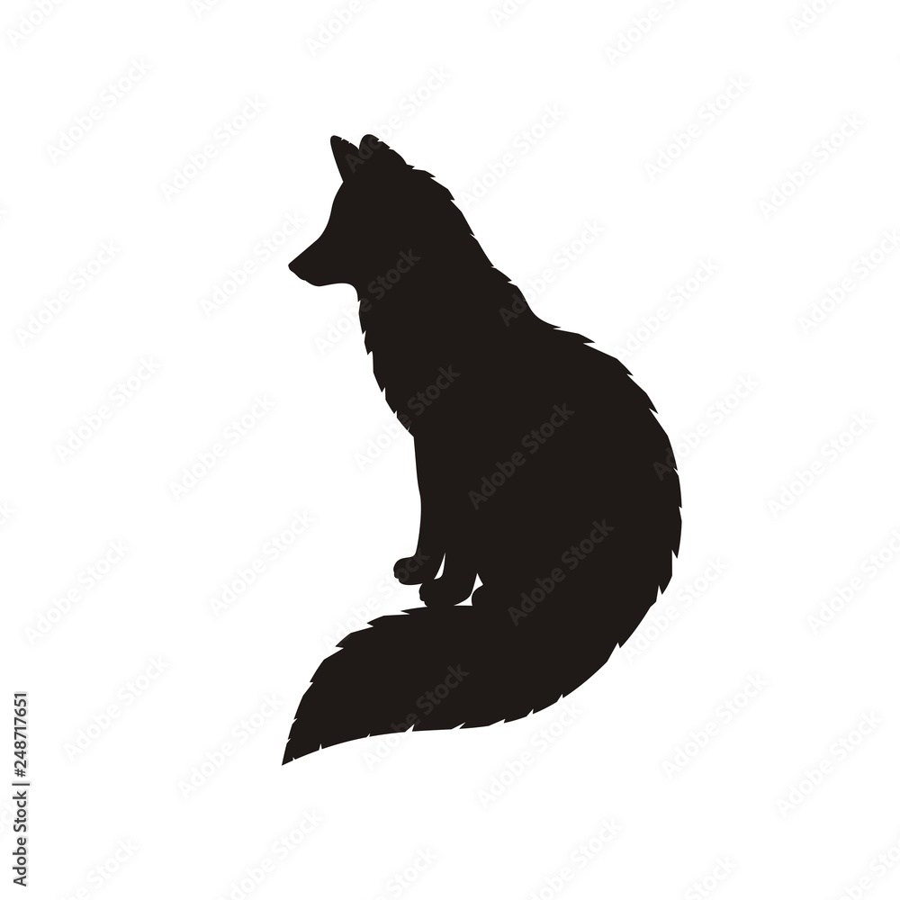 Silhouette of a sit fox Stock Illustration | Adobe Stock